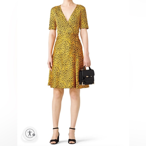 Diane Von Furstenberg | Dresses | Dvf Marigold Flare Wrap Dress Floral ...